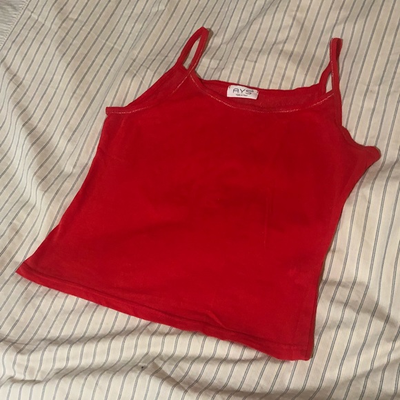 Vintage | Tops | Ays Tiny Red Tank Top With Silver Shimmer | Poshmark